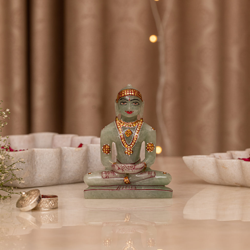 Shop Green Aventurine Mahaveer Idol | Mahaveer | Gem Anatomy – GemAnatomy